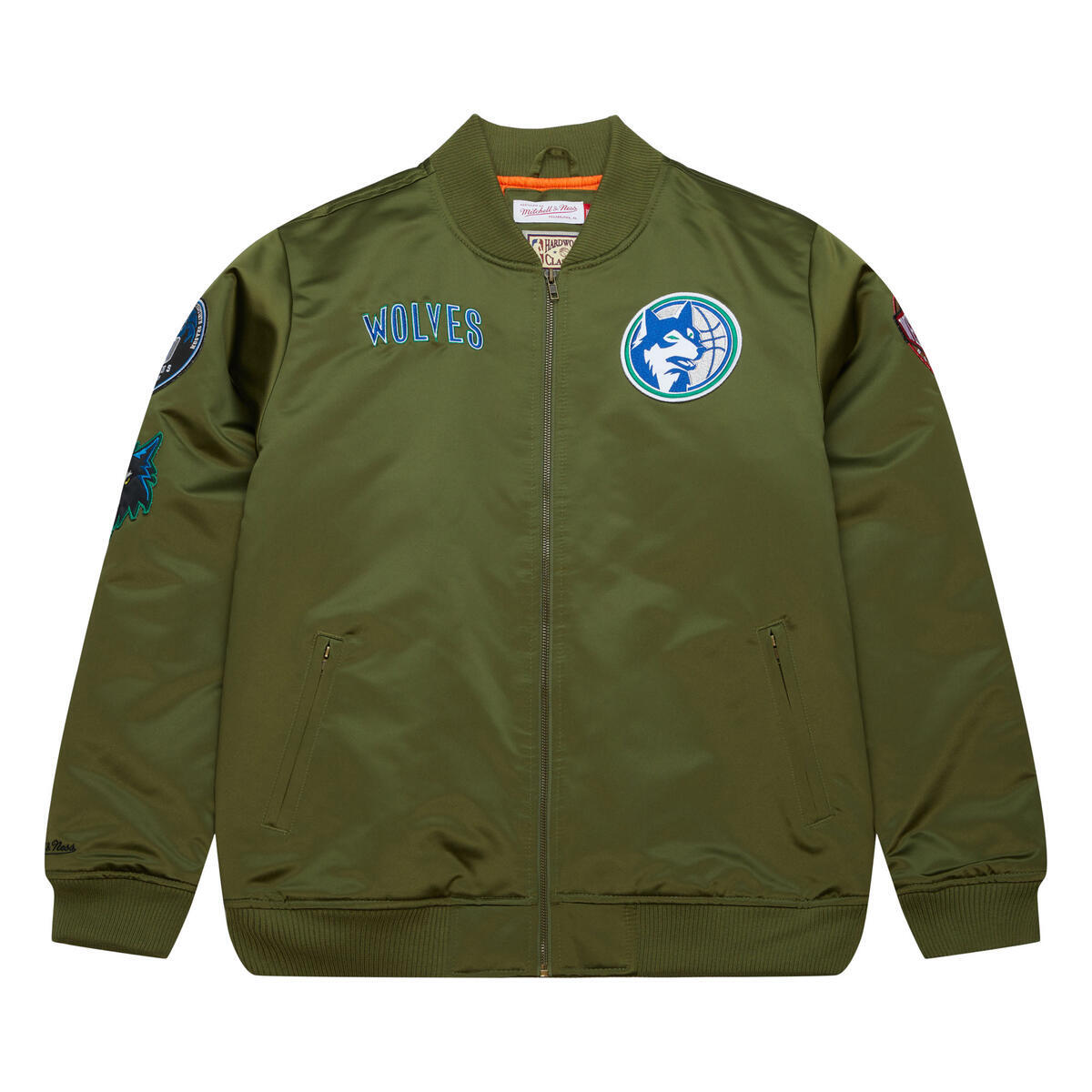 NBA SATIN BOMBER JACKET TIMBERWOLVES - Olive – ミッチェルアンドネスジャパン公式ストア